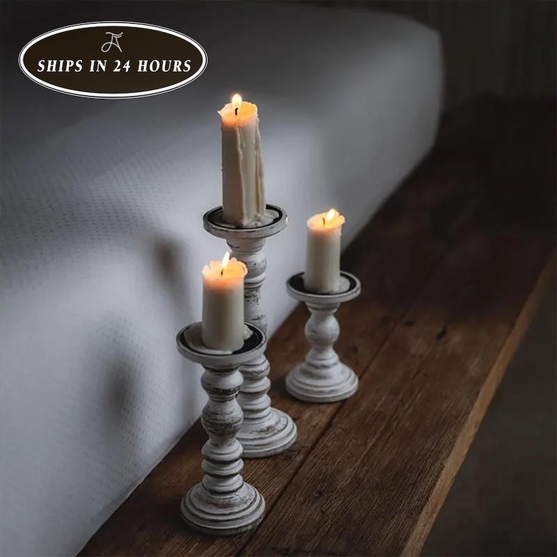 Wooden Candlesticks Chunky - Etsy