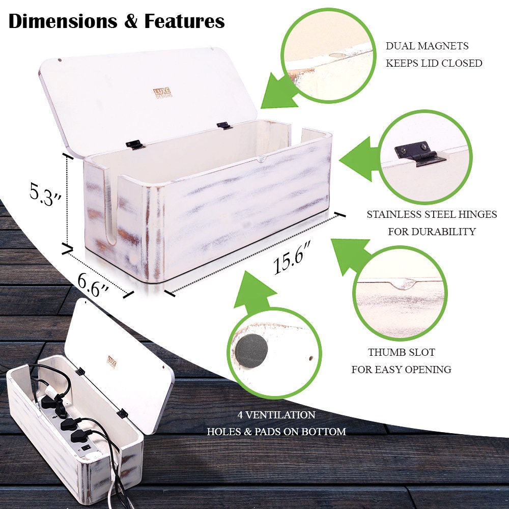 Wood Cable Management Box Perfect Cord Hider / Organizer for - Etsy