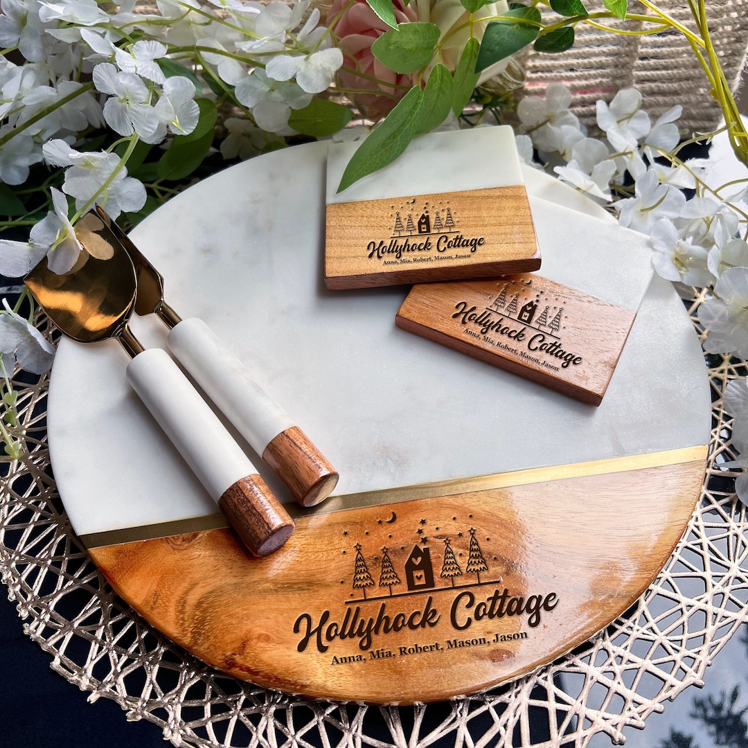 Personalized Christmas Charcuterie Board With 2 Pc Cutlery and Option ...