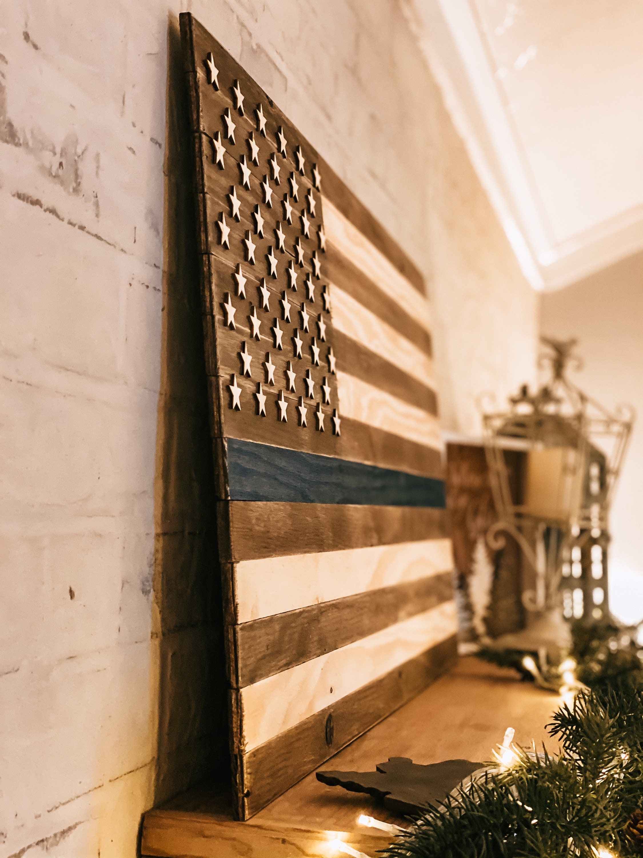 Rustic Thin Blue Line Flag Sign | Etsy