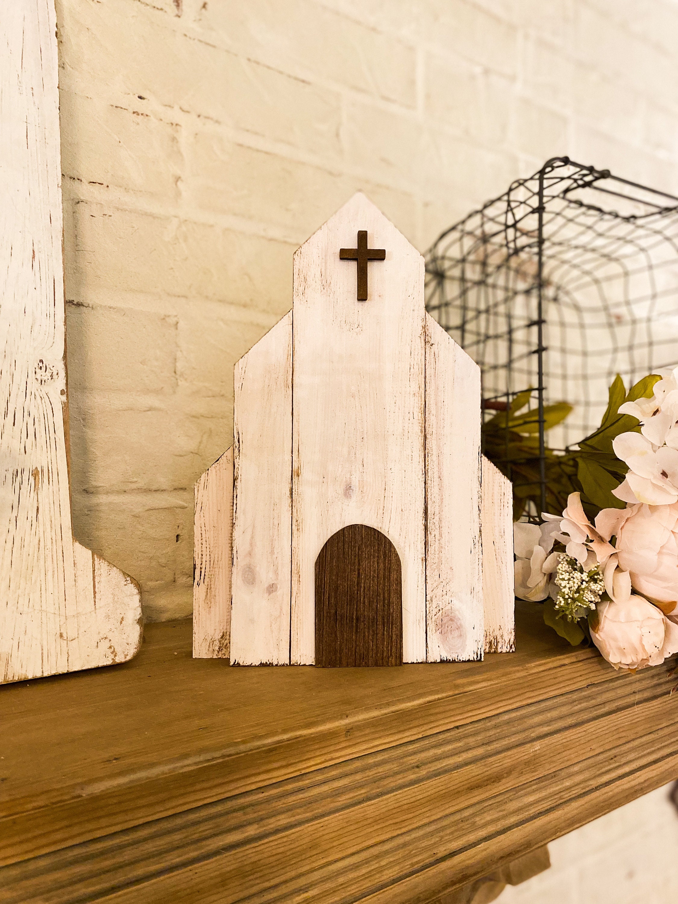 Rustic Wood Church Decor: Farmhouse Chapel Shelf Sitter - Etsy