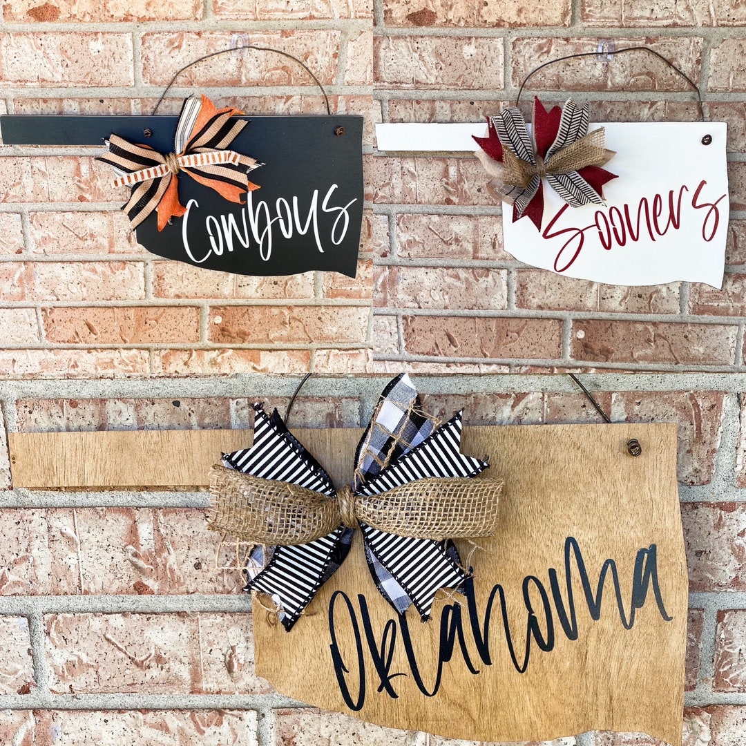 Oklahoma Sign Hanger, Sooners, Cowboys, Oklahoma, Door Sign, Rustic ...