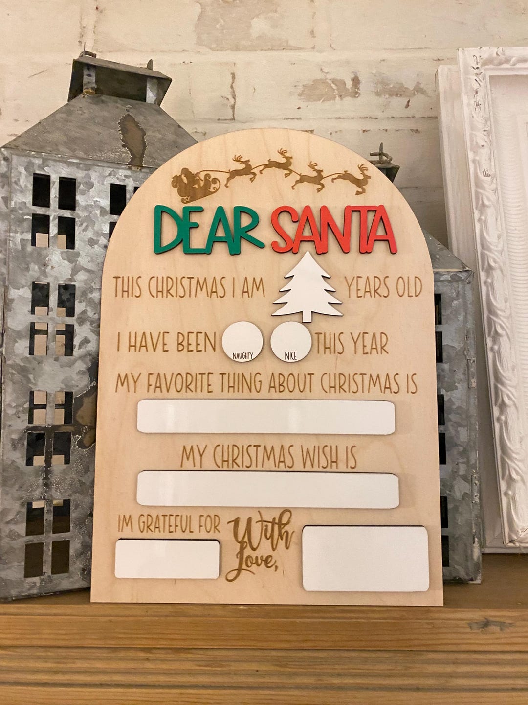 Dear Santa Sign for Photos | Dry Erase Fill-in-the-blank Holiday Prop ...
