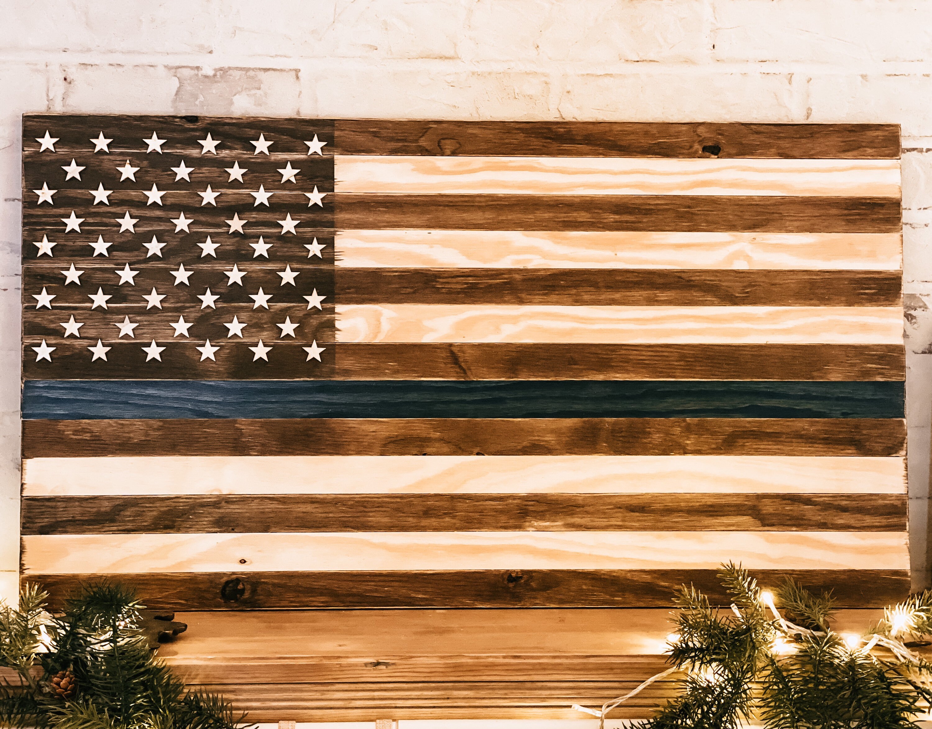 Rustic Thin Blue Line Flag Sign | Etsy