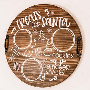 Santa Treats 18" Round Serving Tray With Handles. Santa Cookies and ...