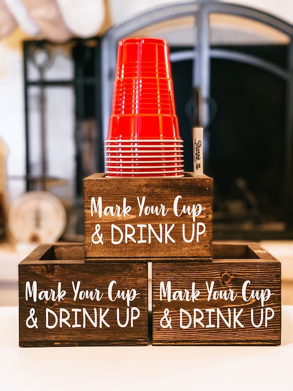 Mark Your Cup & Drink Up Party Cup and Marker Holder | Etsy