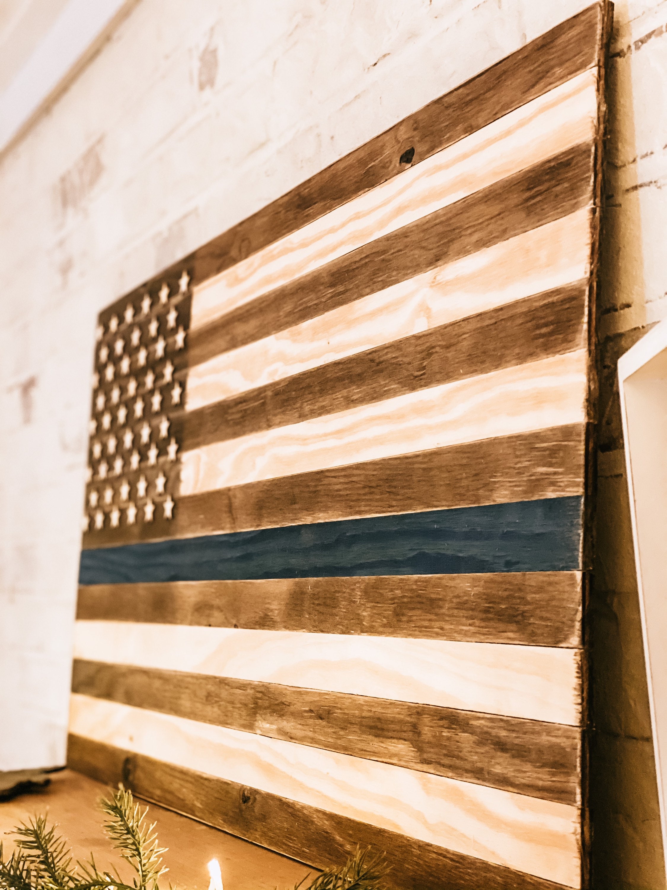 Rustic Thin Blue Line Flag Sign - Etsy