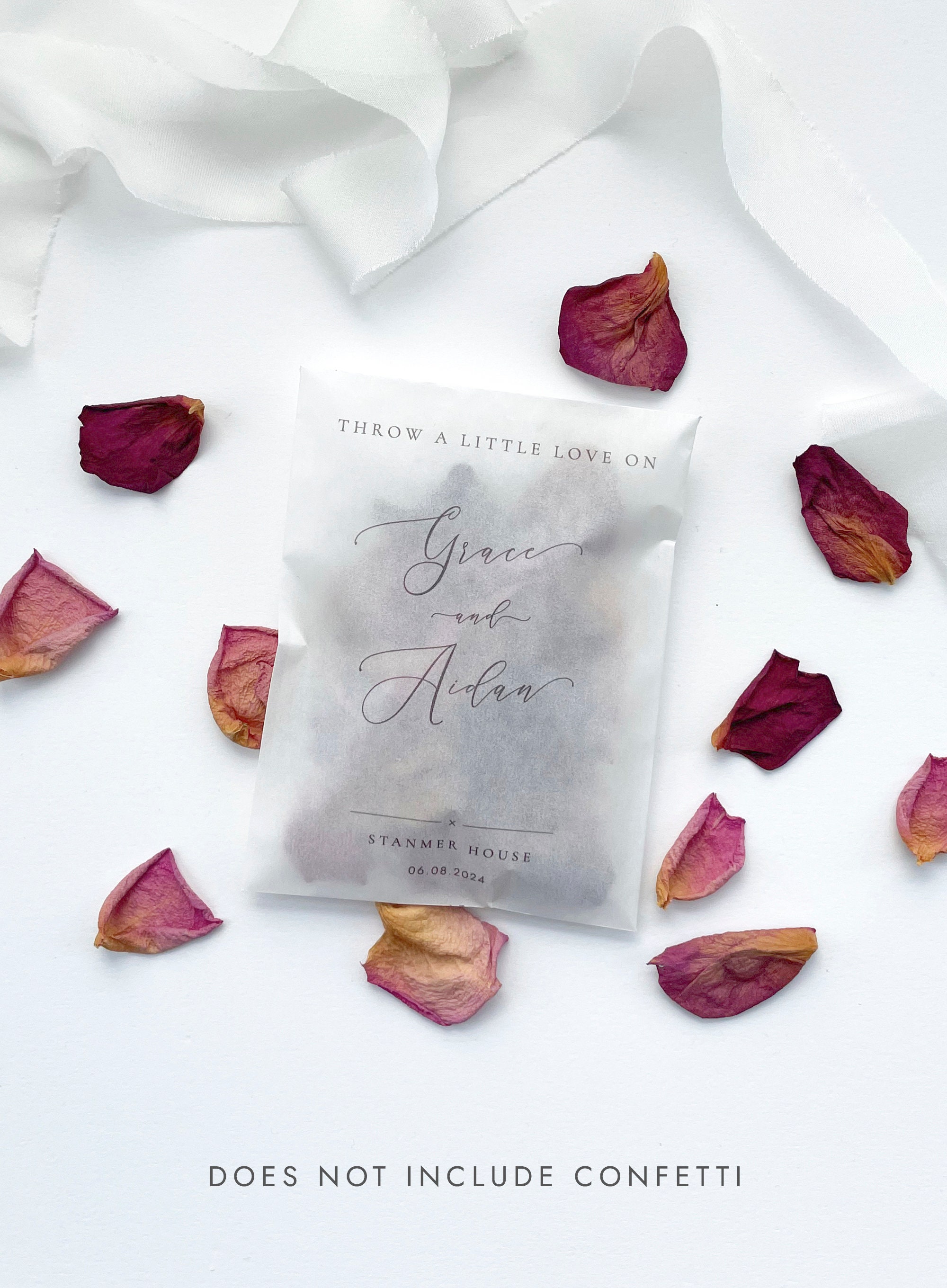 Modern Minimalist Calligraphy Wedding Confetti Bags, 100% Biodegradable ...