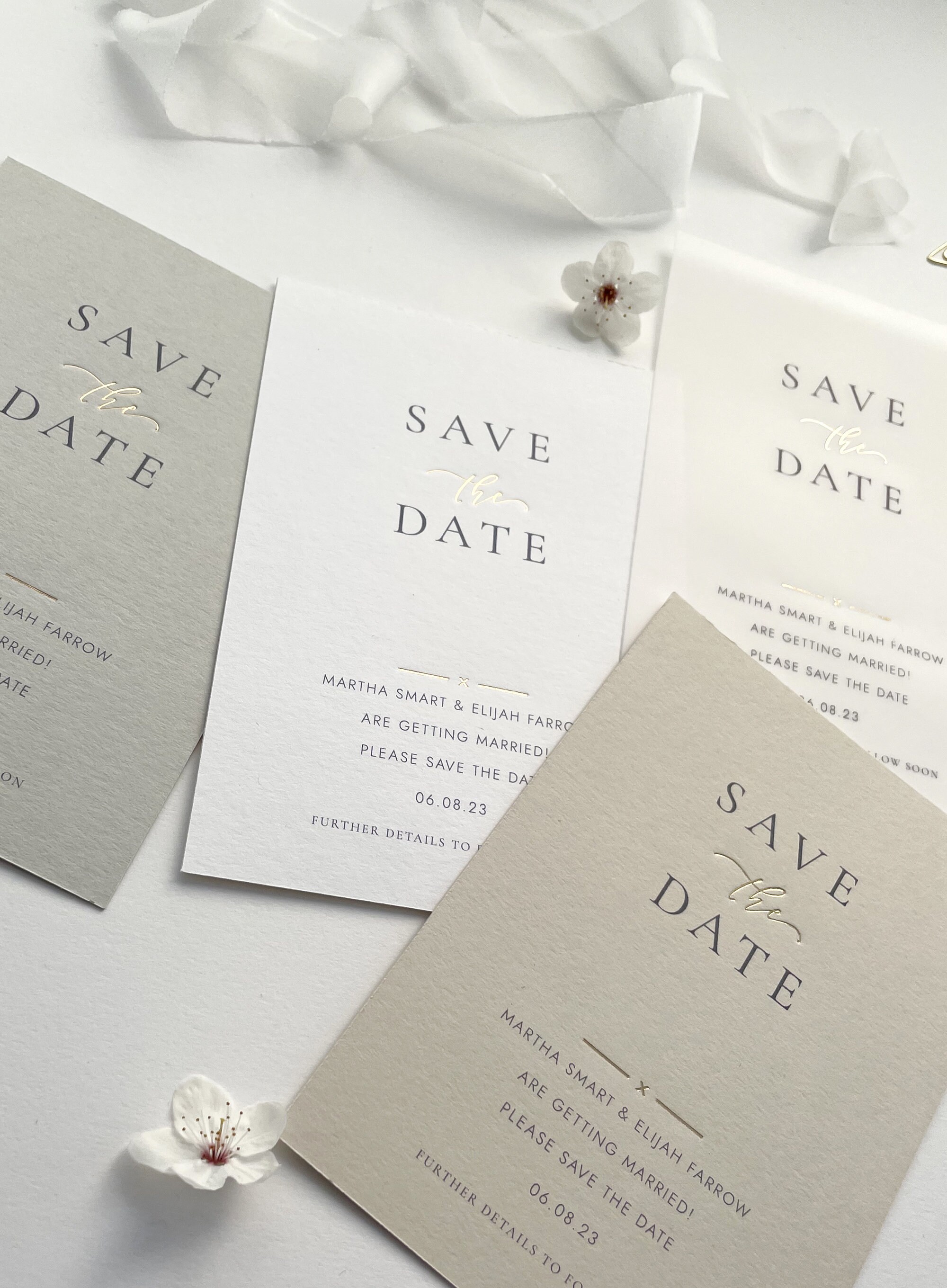 Modern Minimalist Gold Foil Save the Date, Wedding Announcement Card ...