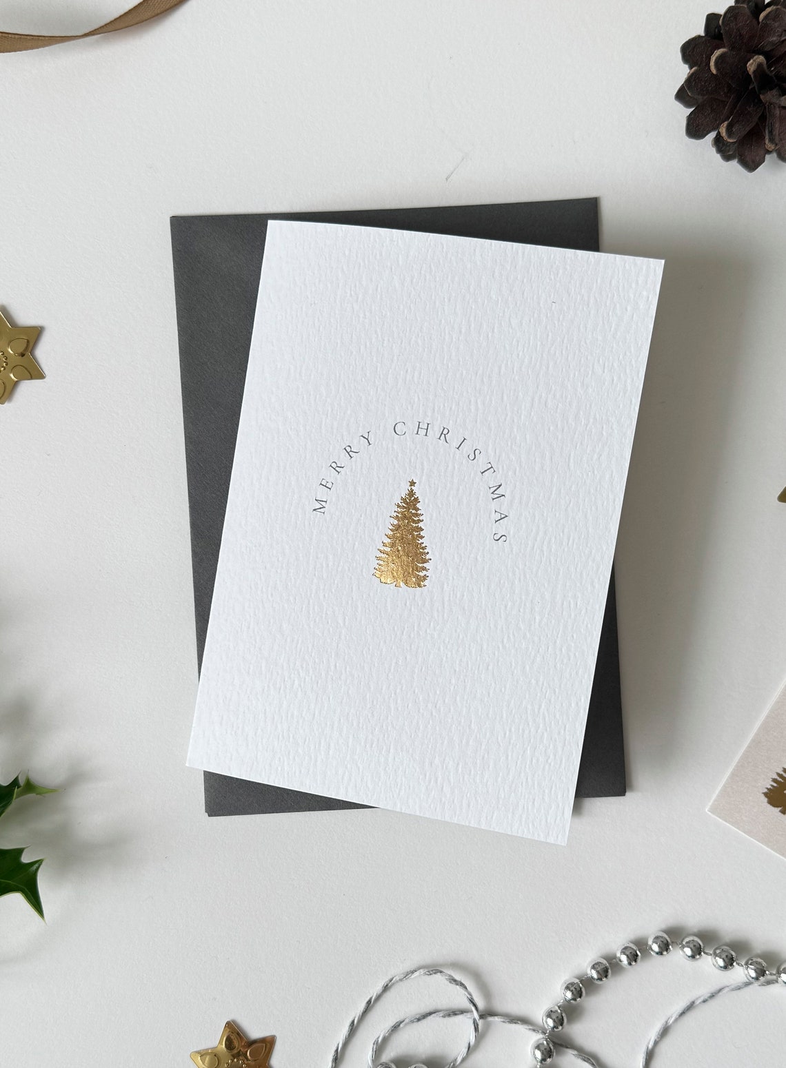 Set of 6 Luxury Gold Foil Christmas Cards, Elegant Gold Christmas Cards ...