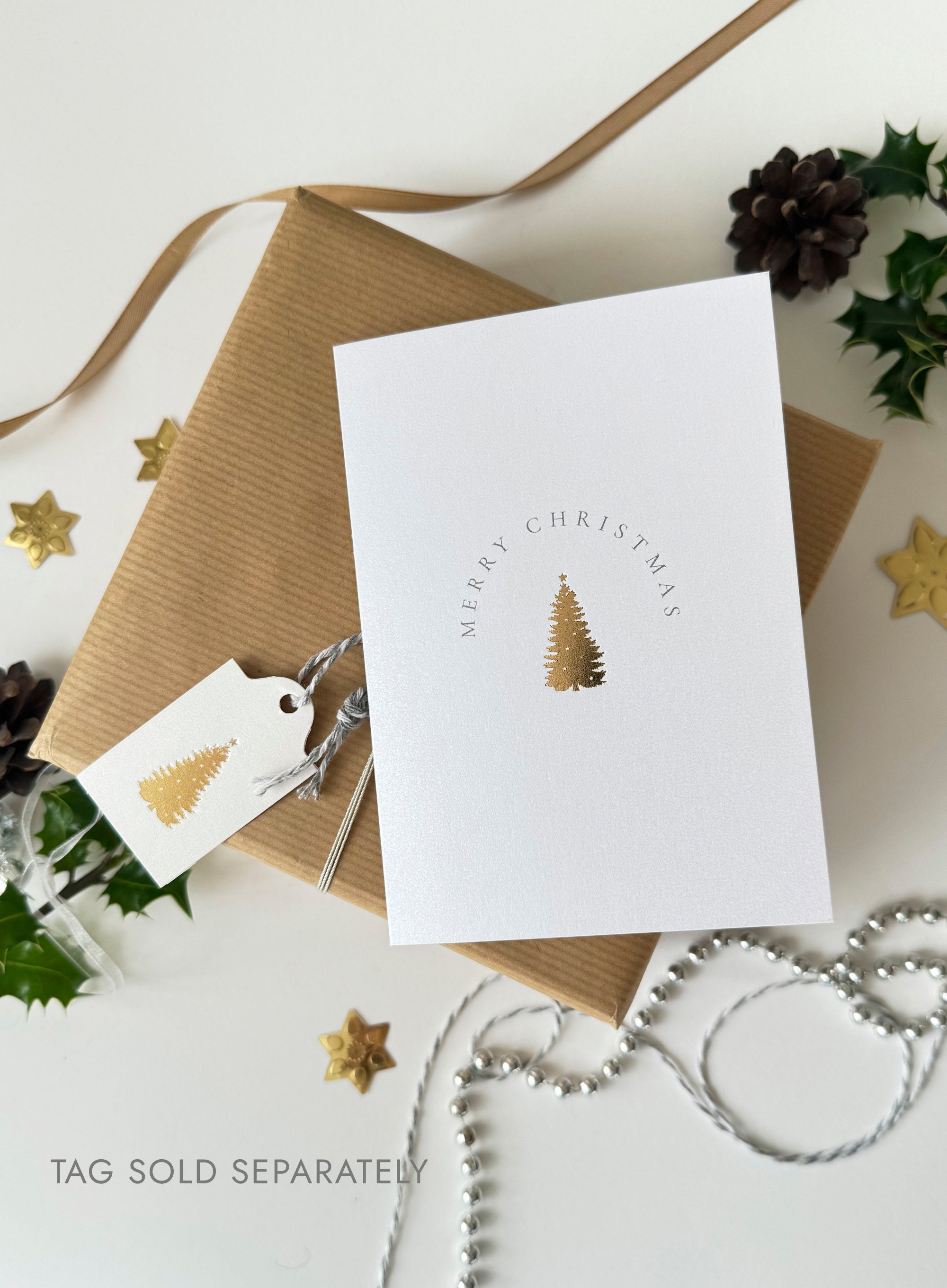 Set of 6 Luxury Gold Foil Christmas Cards, Elegant Gold Christmas Cards ...