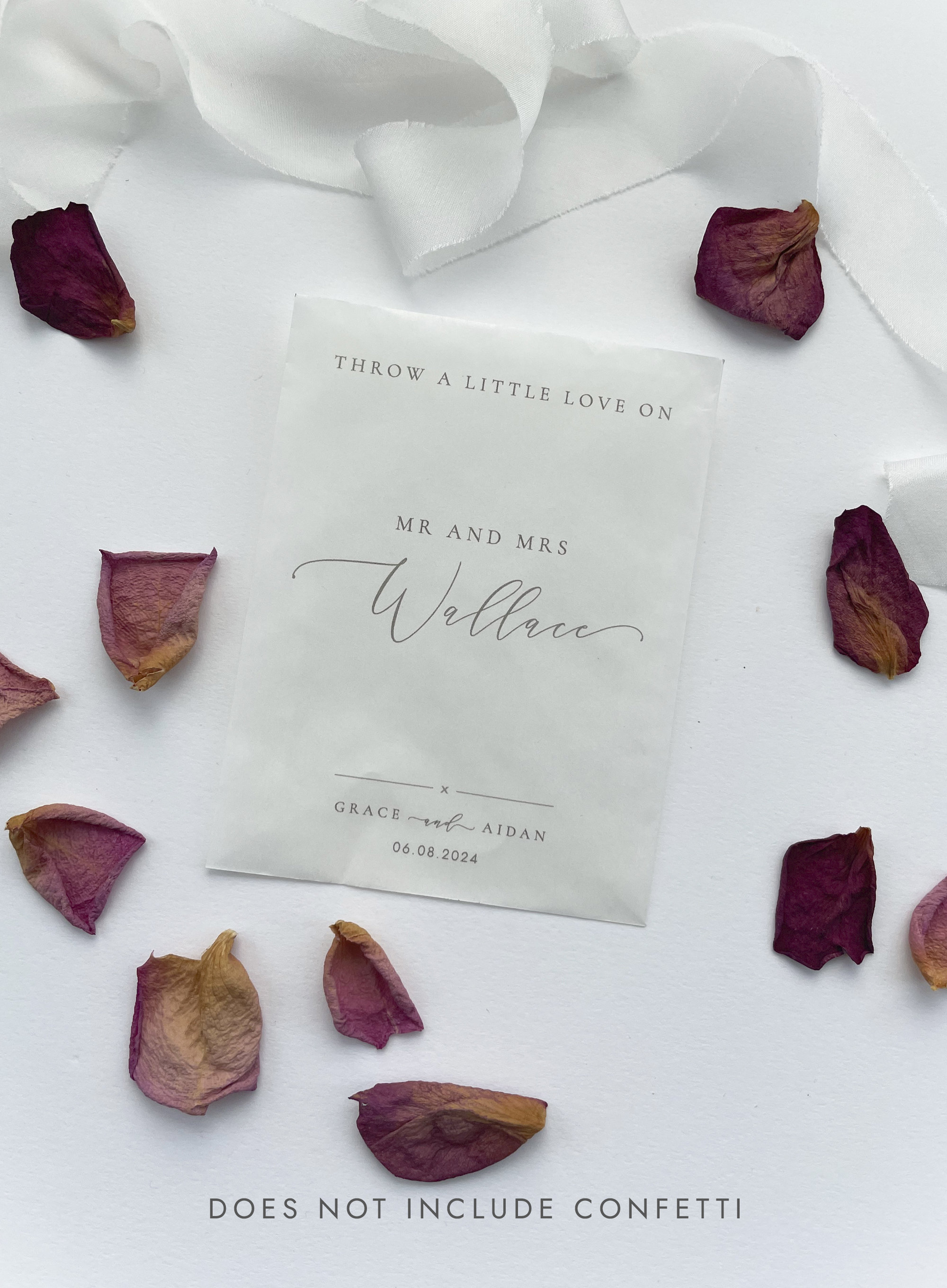 Modern Minimalist Calligraphy Wedding Confetti Bags, 100% Biodegradable ...