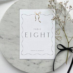 Elegant Gold Foil Ribbon Bow Wedding Menu Card, Printed Modern ...