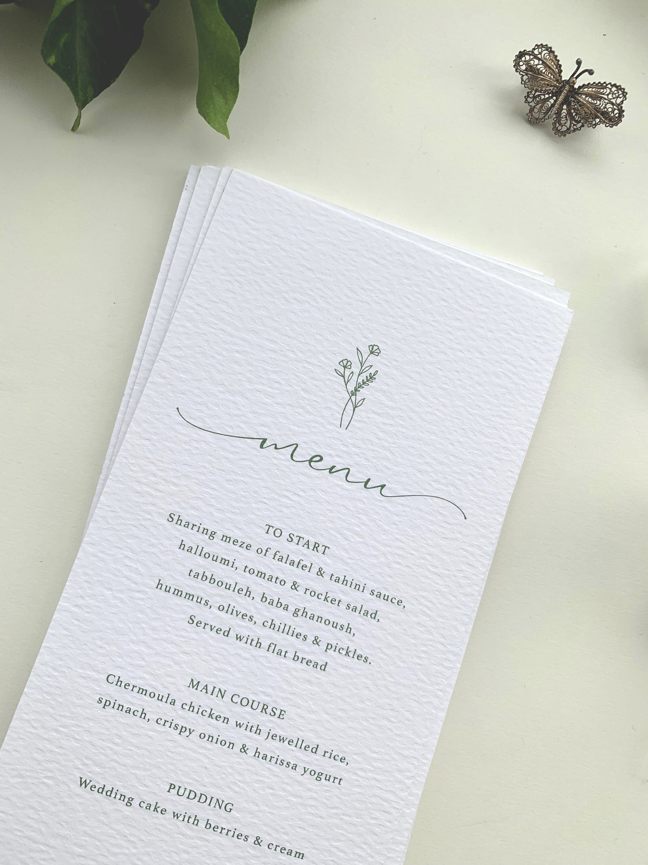 Modern Minimalist Wedding Menu and Place Cards, Daytime & Evening ...