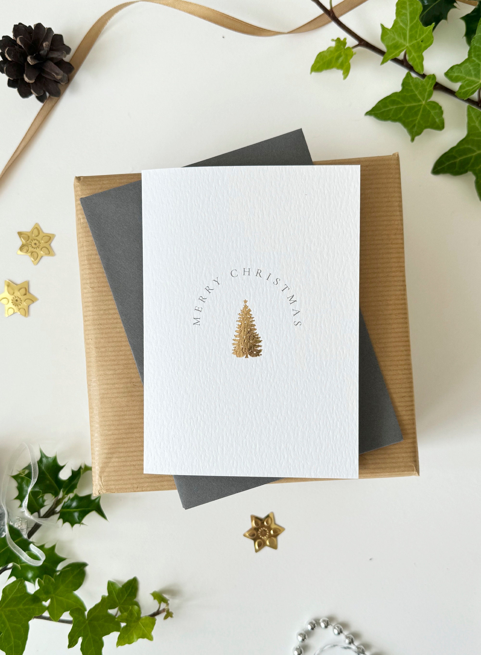 Set of 6 Luxury Gold Foil Christmas Cards, Elegant Gold Christmas Cards ...