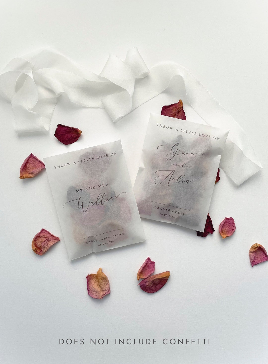 Modern Minimalist Calligraphy Wedding Confetti Bags, 100% Biodegradable ...