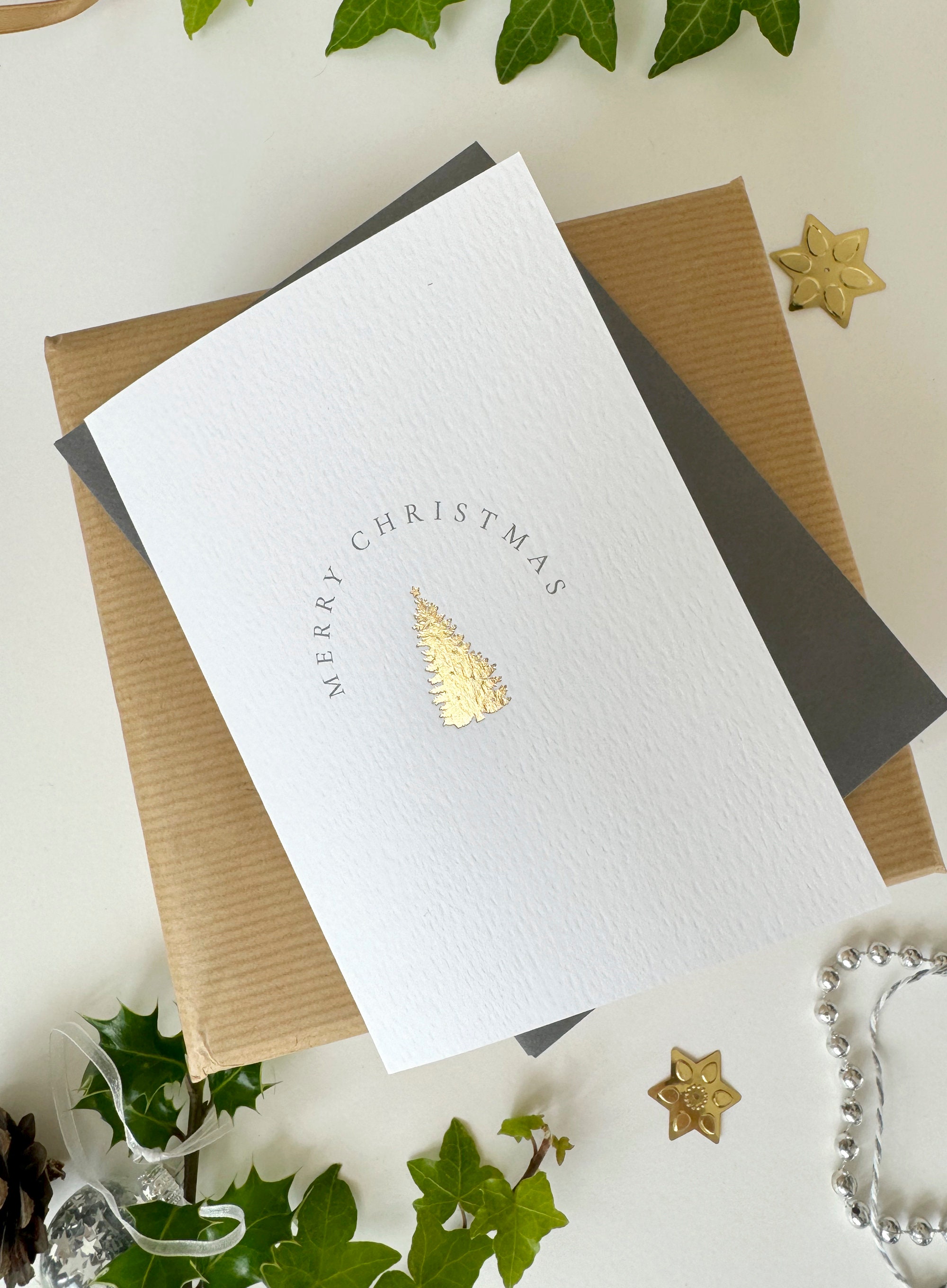 Set of 6 Luxury Gold Foil Christmas Cards, Elegant Gold Christmas Cards ...