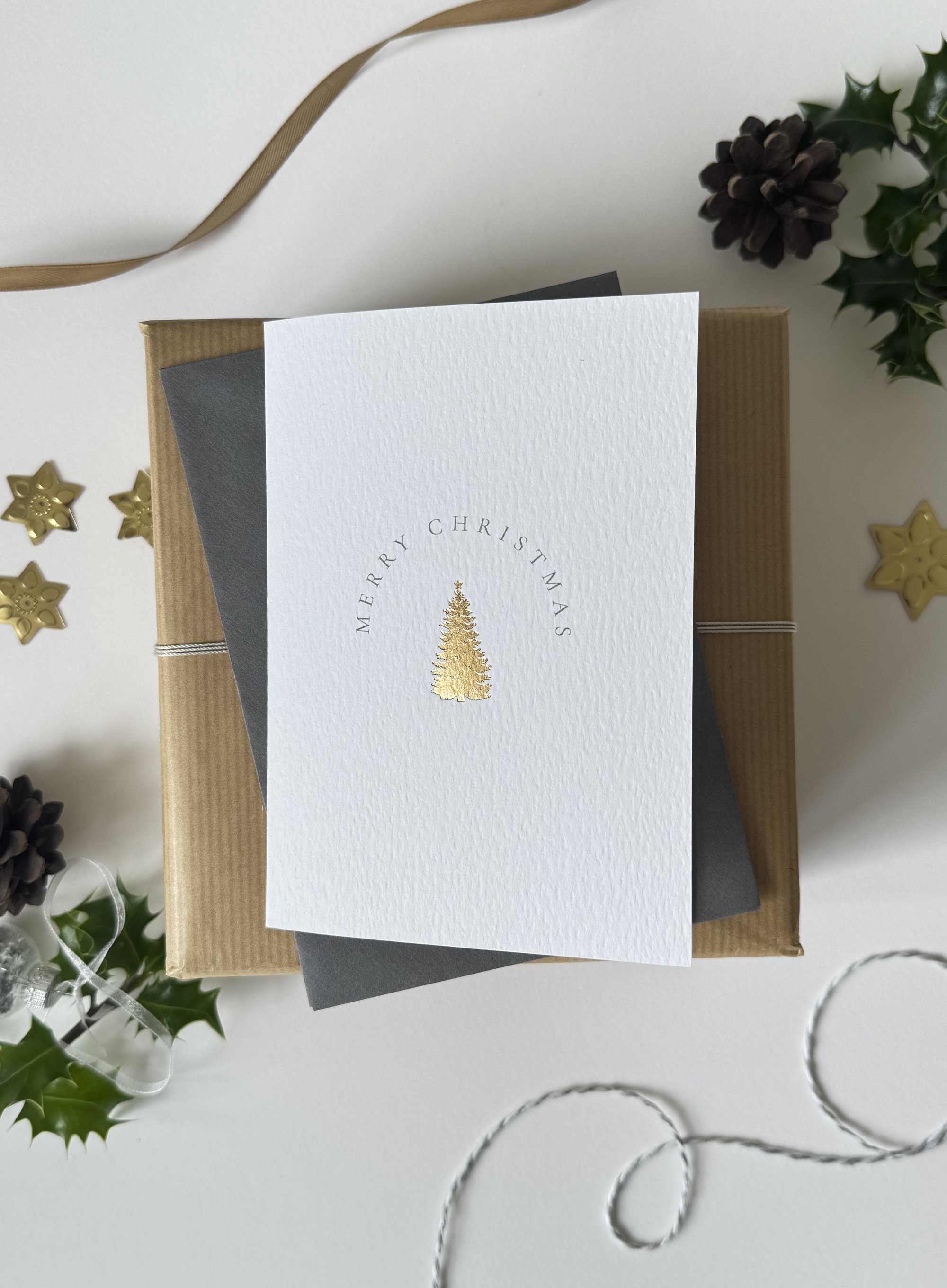 Set of 6 Luxury Gold Foil Christmas Cards, Elegant Gold Christmas Cards ...