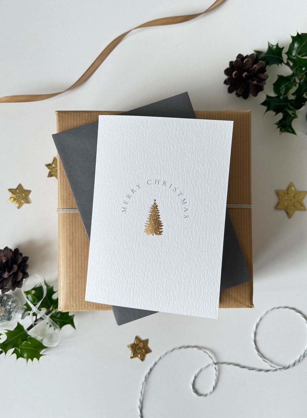 Set of 6 Luxury Gold Foil Christmas Cards, Elegant Gold Christmas Cards ...