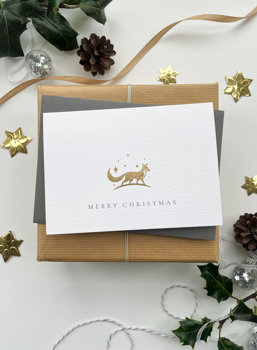 Set of 6 Luxury Gold Foil Christmas Cards, Elegant Gold Christmas Cards ...