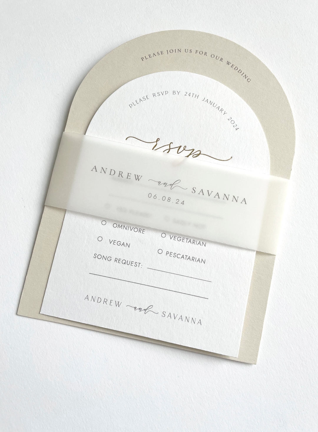 Modern Minimalist Printed White Wedding Invite Belly Band, Vellum Belly ...