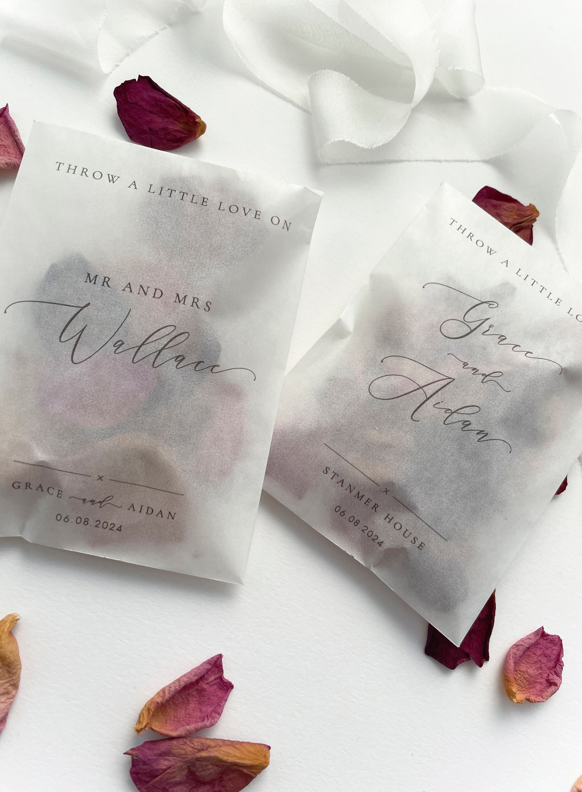 Modern Minimalist Calligraphy Wedding Confetti Bags, 100% Biodegradable ...
