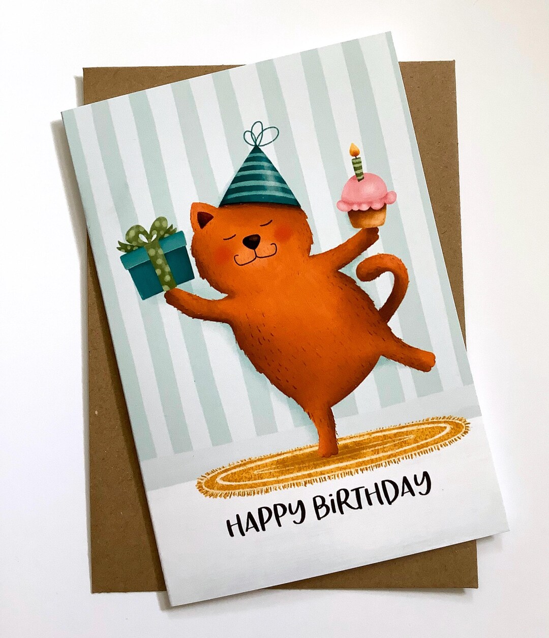 Cheeky Cat Birthday Greeting Card: Illustrated A6 Card - Etsy