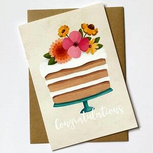 Congratulations Greeting Card, Greeting Card, Cake, Illustration - Etsy