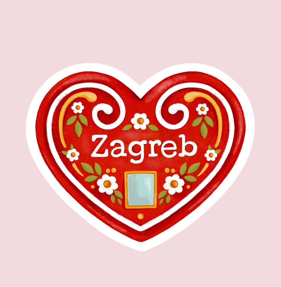 Zagreb Licitar Heart Vinyl Sticker, Croatia, - Etsy