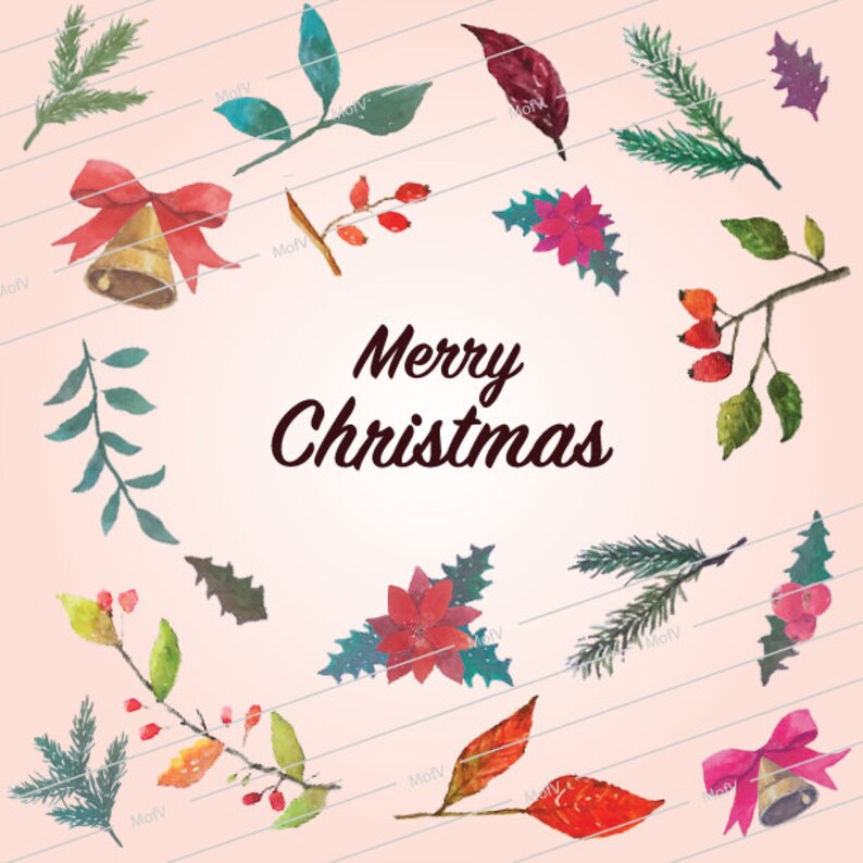 Christmas Watercolor Clip Art - Etsy