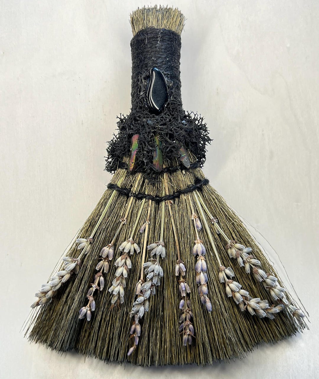 Black Obsidian Magic Dark Crystal Lavender Mini Besom Broom - Etsy