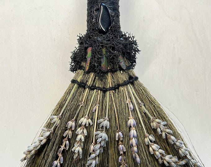 Black Obsidian Magic Dark Crystal Lavender Mini Besom Broom - Etsy