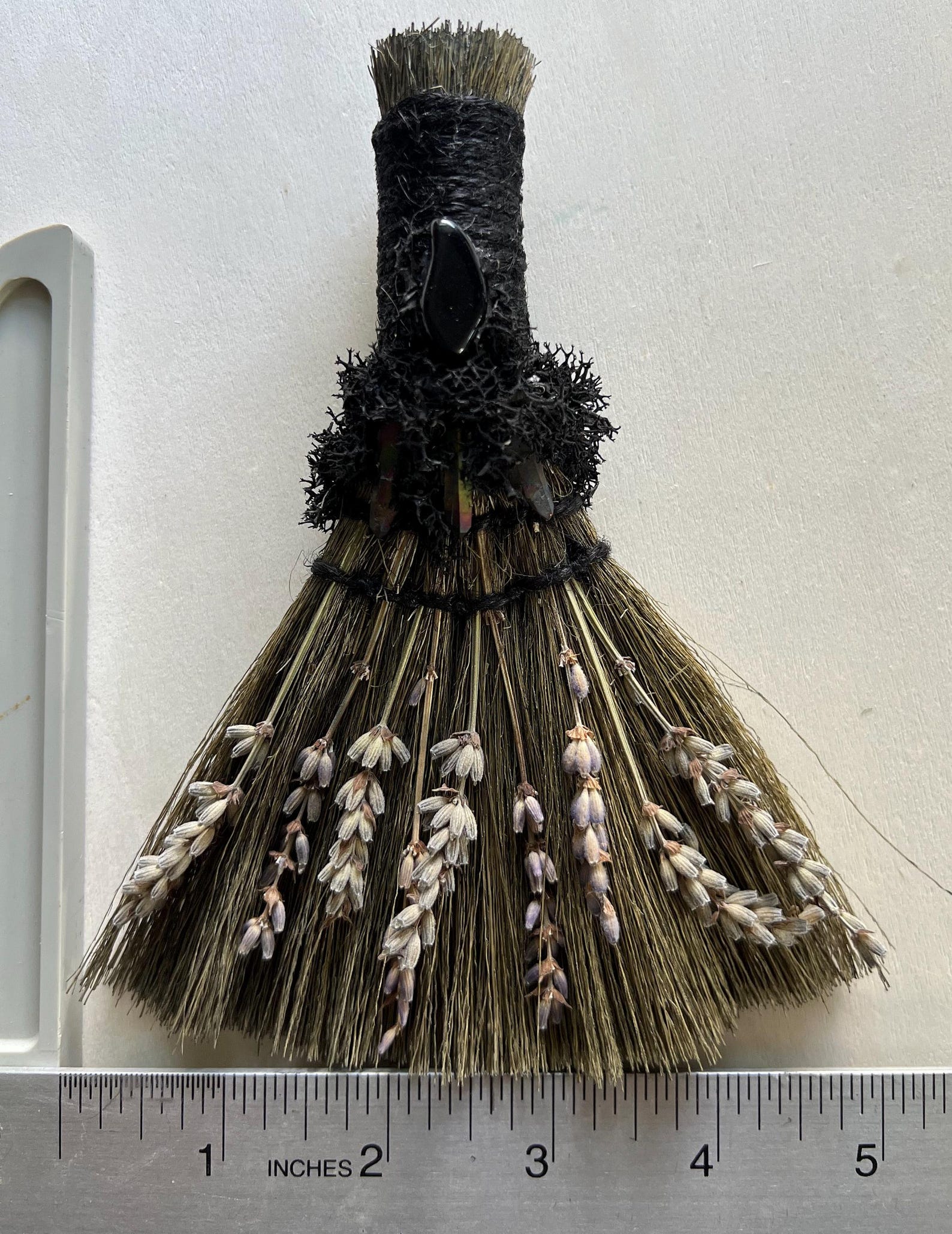 Black Obsidian Magic Dark Crystal Lavender Mini Besom Broom - Etsy