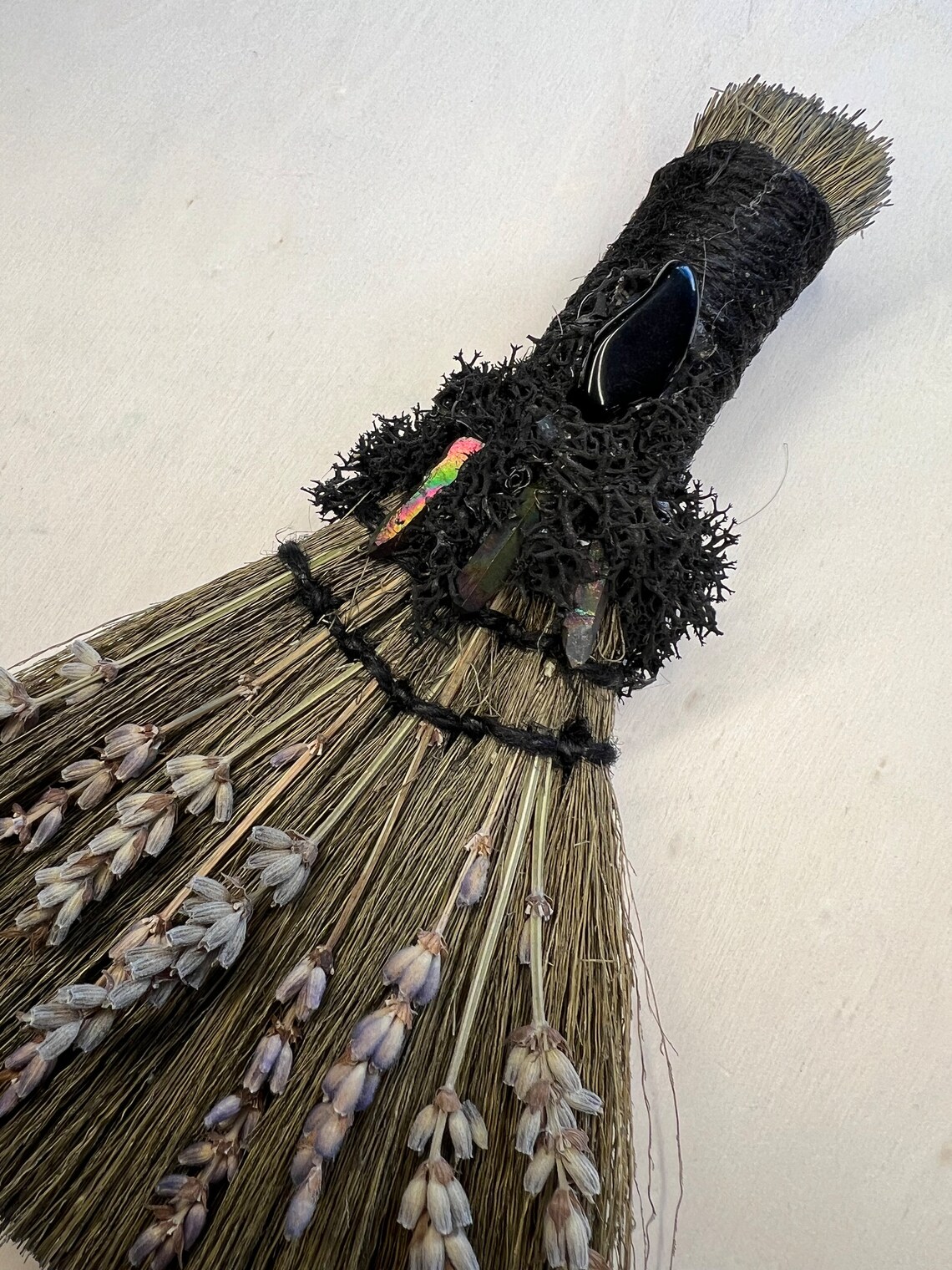 Black Obsidian Magic Dark Crystal Lavender Mini Besom Broom - Etsy