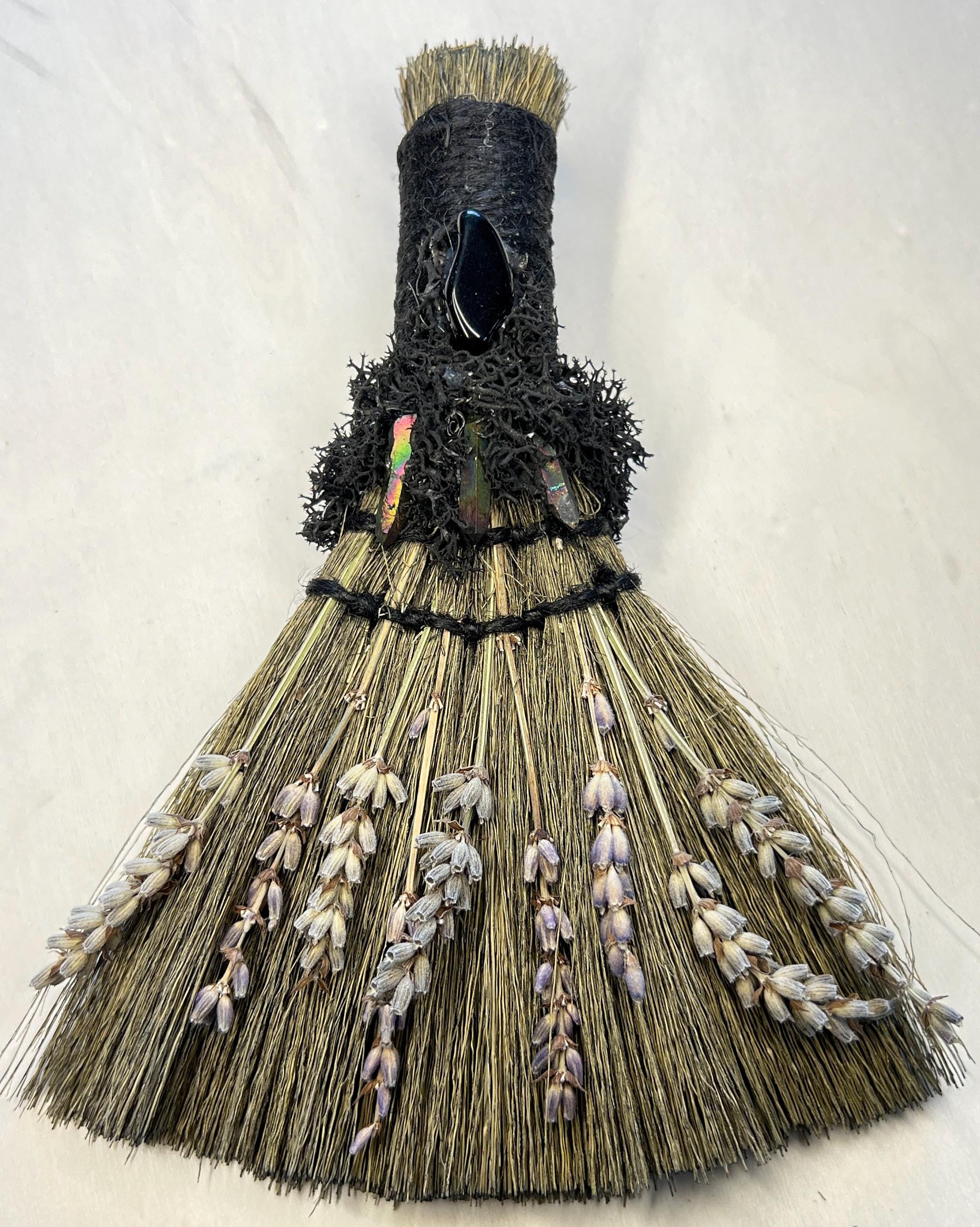 Black Obsidian Magic Dark Crystal Lavender Mini Besom Broom - Etsy