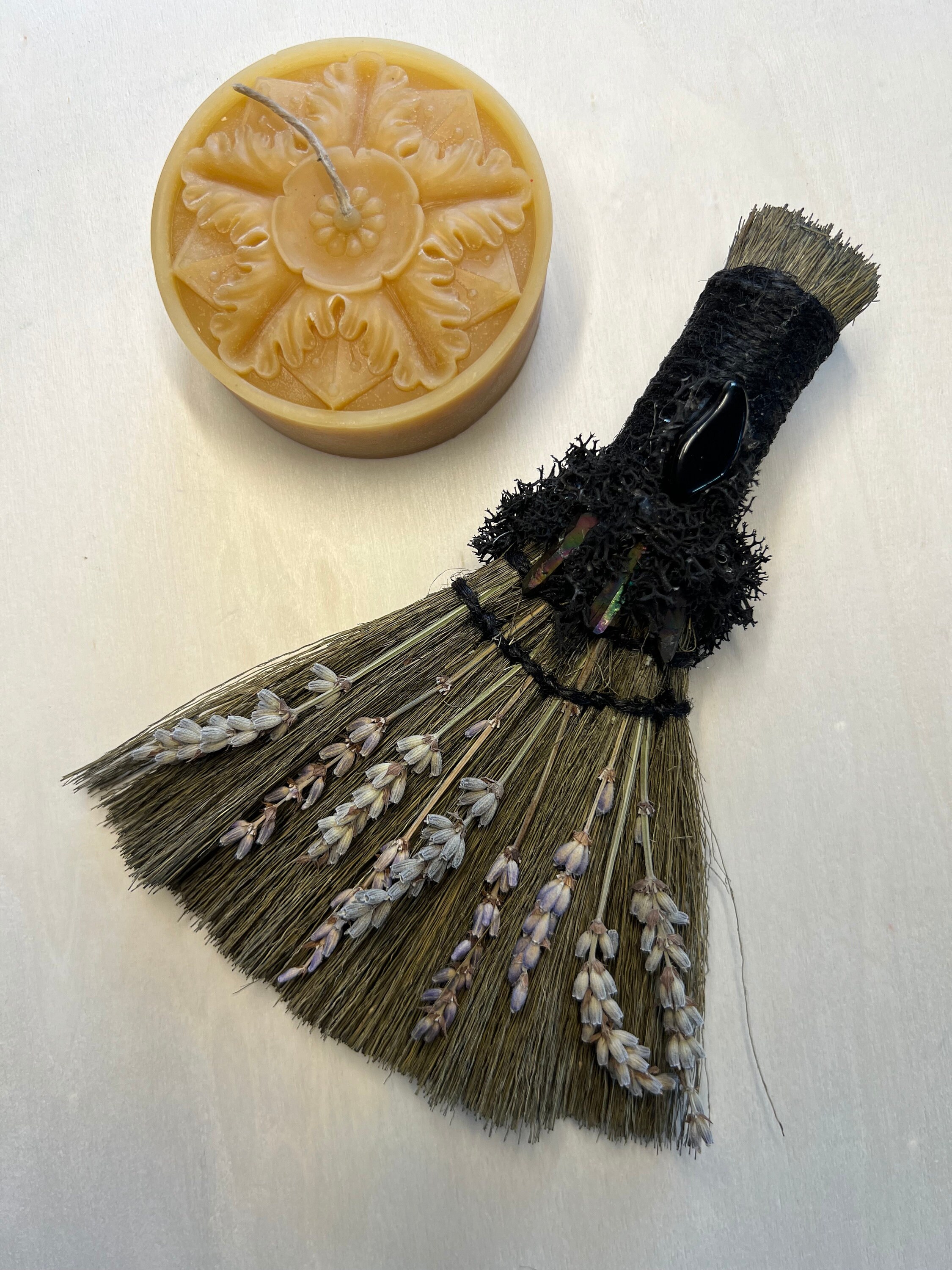Black Obsidian Magic Dark Crystal Lavender Mini Besom Broom - Etsy