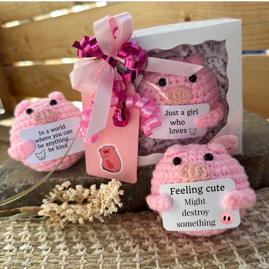 Pig Gift Box Personalized Crochet Pig Pig Lover Gift Emotional Support ...