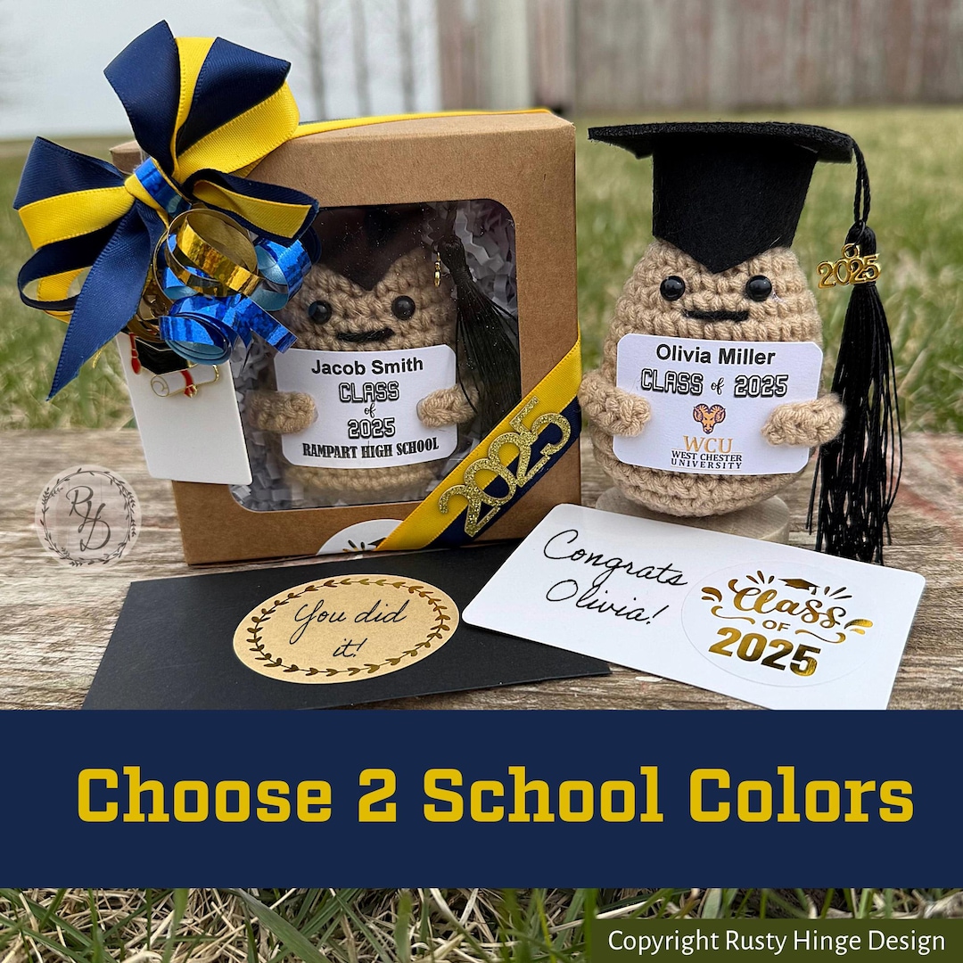 Personalized Crochet Graduation Potato Gift Box: School Colors - Etsy