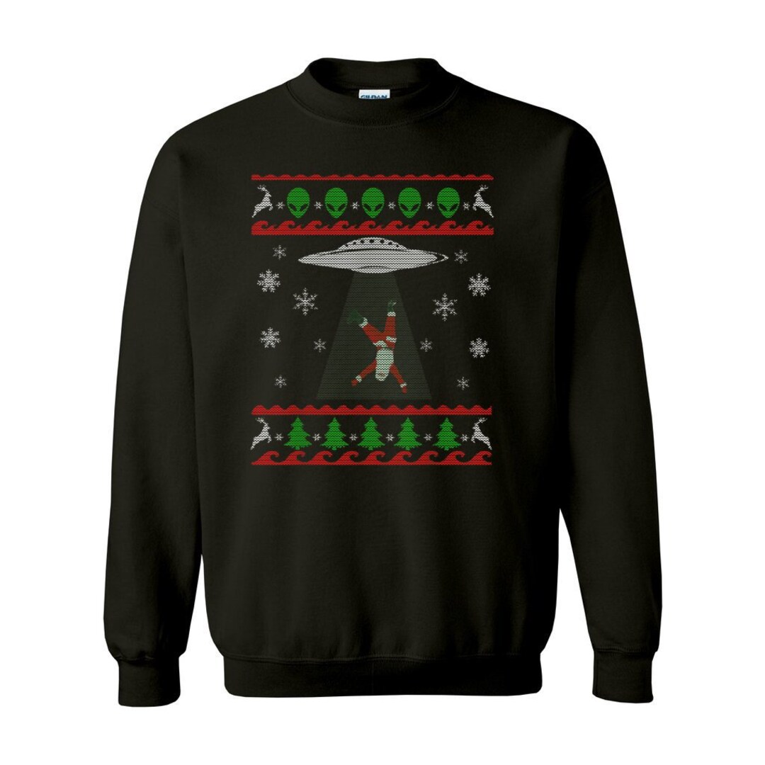 Ugly Christmas Style Alien Abduction Santa Unisex Crewneck Sweatshirt ...