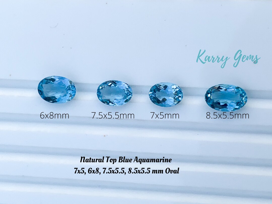 Natural Aquamarine oval Shape 7x5, 6x8, 7.5x5.5, 8.5x5.5 Mm Top Blue ...