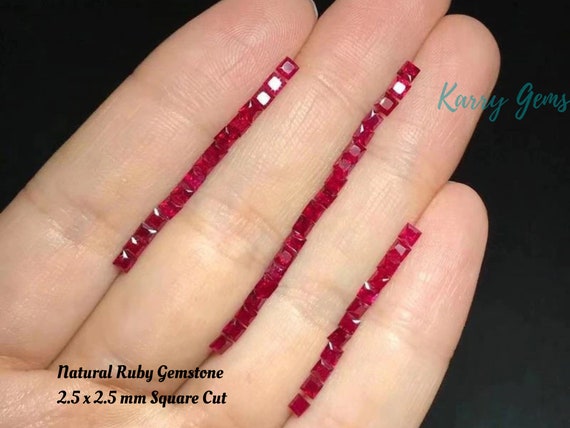Natural Ruby Square Cut 2.5 X 2.5 Mm Ruby Gemstone | Etsy