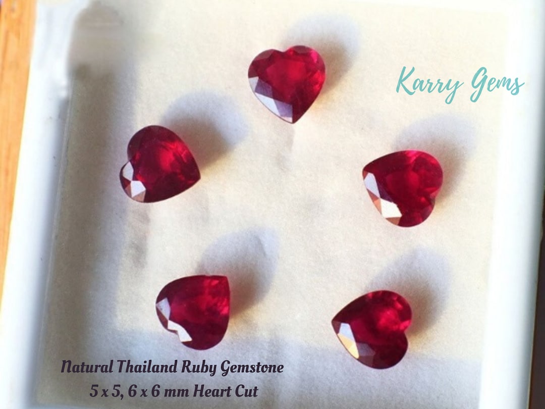 Natural Ruby Heart Cut 5x5 6x6 Mm Thailand Ruby - Etsy