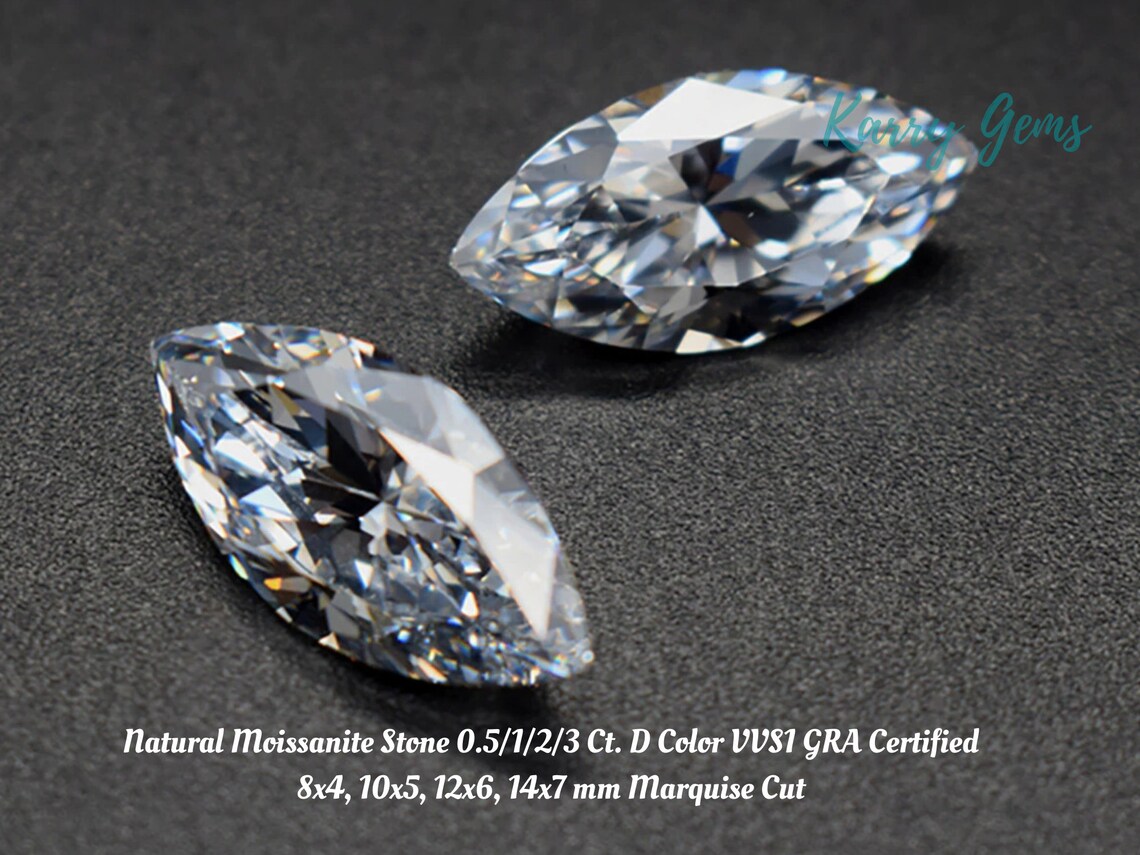 Natural Moissanite 0.5/ 1/ 2/ 3 ct D Color Clarity VVS1 | Etsy