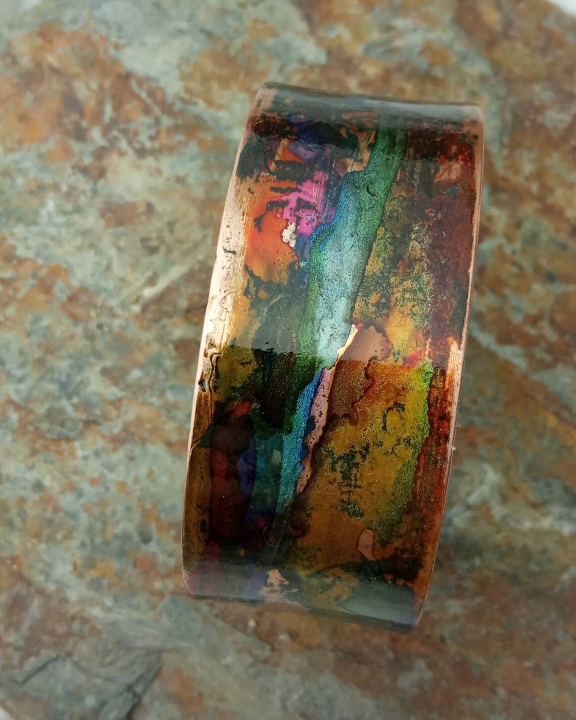 Cuff Bracelet Copper Patina Jewellery Handcrafted 7th Anniversary Gift ...