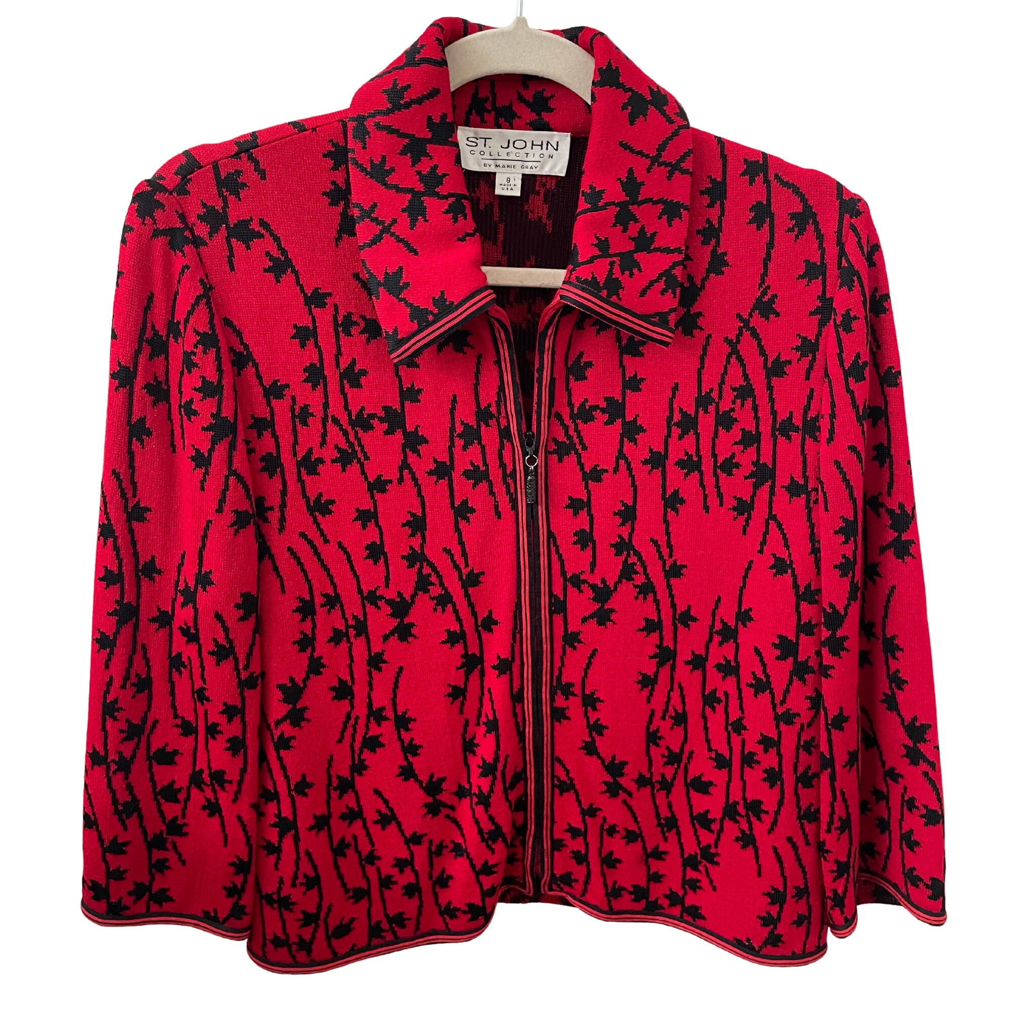 Size 8 ST. JOHN Evening by Marie Gray Red and Black Floral - Etsy