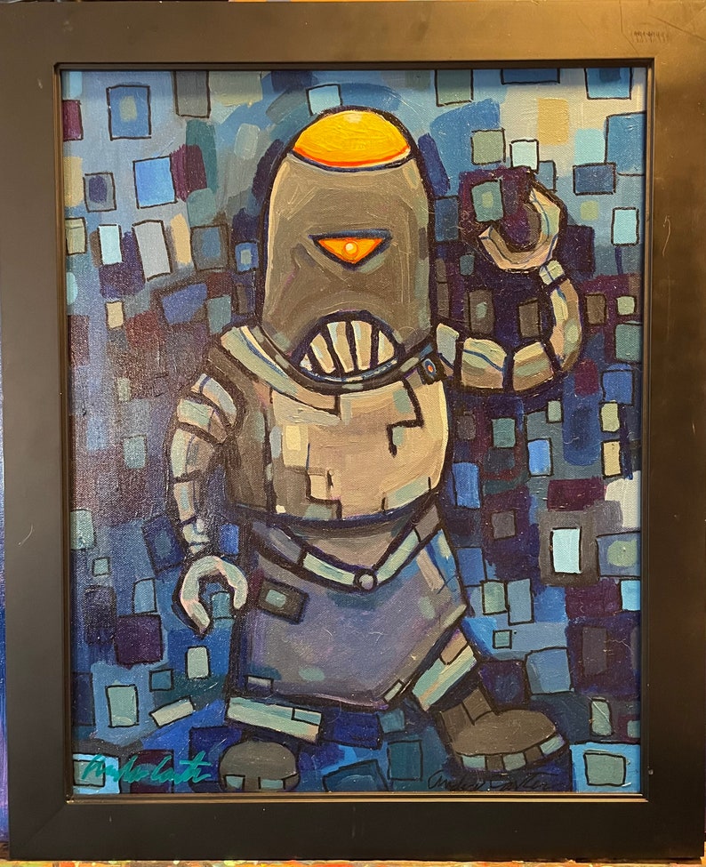 Gary the Angry Robot Acrylic on Canvas Original Painting by Andrew ...
