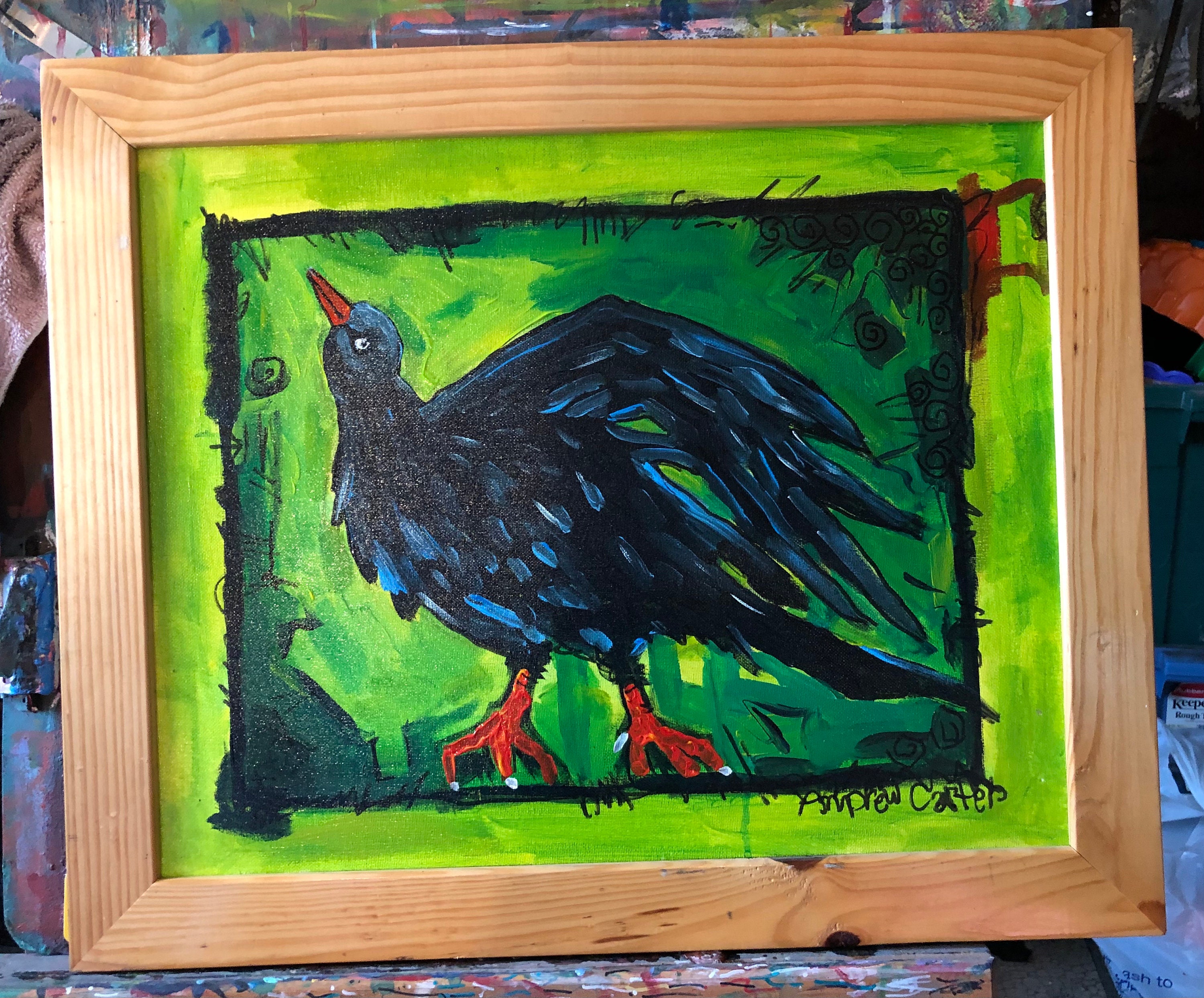 Darling Starling Art Brut, Unique Original Framed Painting on Canvas by ...