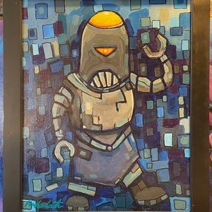 Gary the Angry Robot Acrylic on Canvas Original Painting by Andrew ...