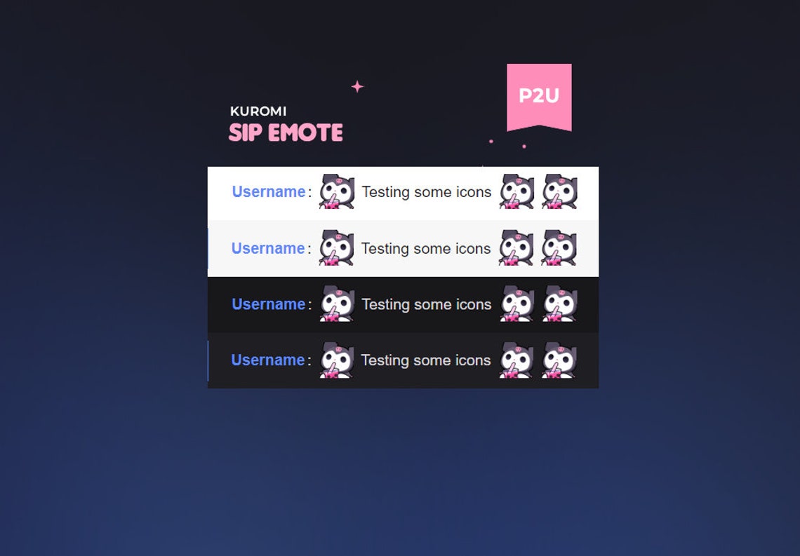 Kuro Sip Emote Cute Stream Emote for Twitch & Discord Youtube Anime ...