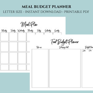 Meal and Food Budget Planner Template letter Size - Etsy